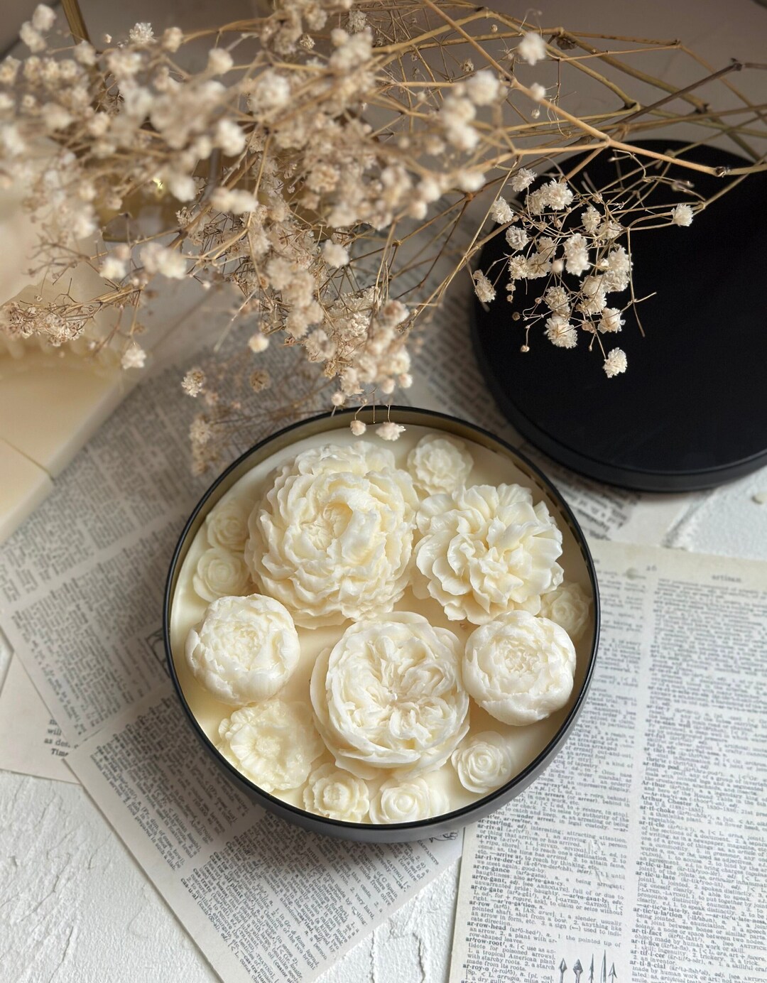 Flower Candle 16 Oz, Rose Wildflowers Candle, 4 Wicks Blossom Candles ...