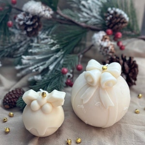 Embossed Christmas Ball Candle: Handmade Soy Wax Holiday Decor - Etsy
