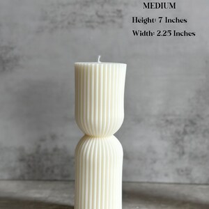 Large Hourglass Soy Candle: Undyed Ribbed Pillar, Modern Decor - Etsy