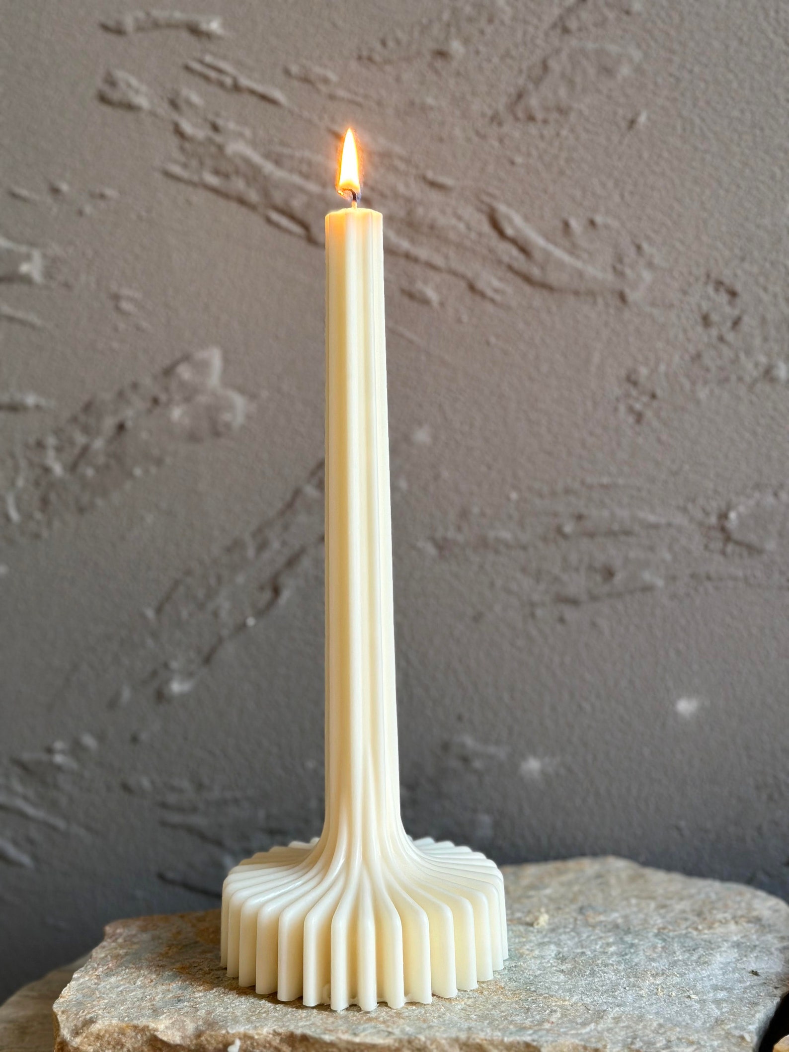 Tall Ribbed Pillar Candle: Undyed Soy Wax, Modern Geometric Decor - Etsy