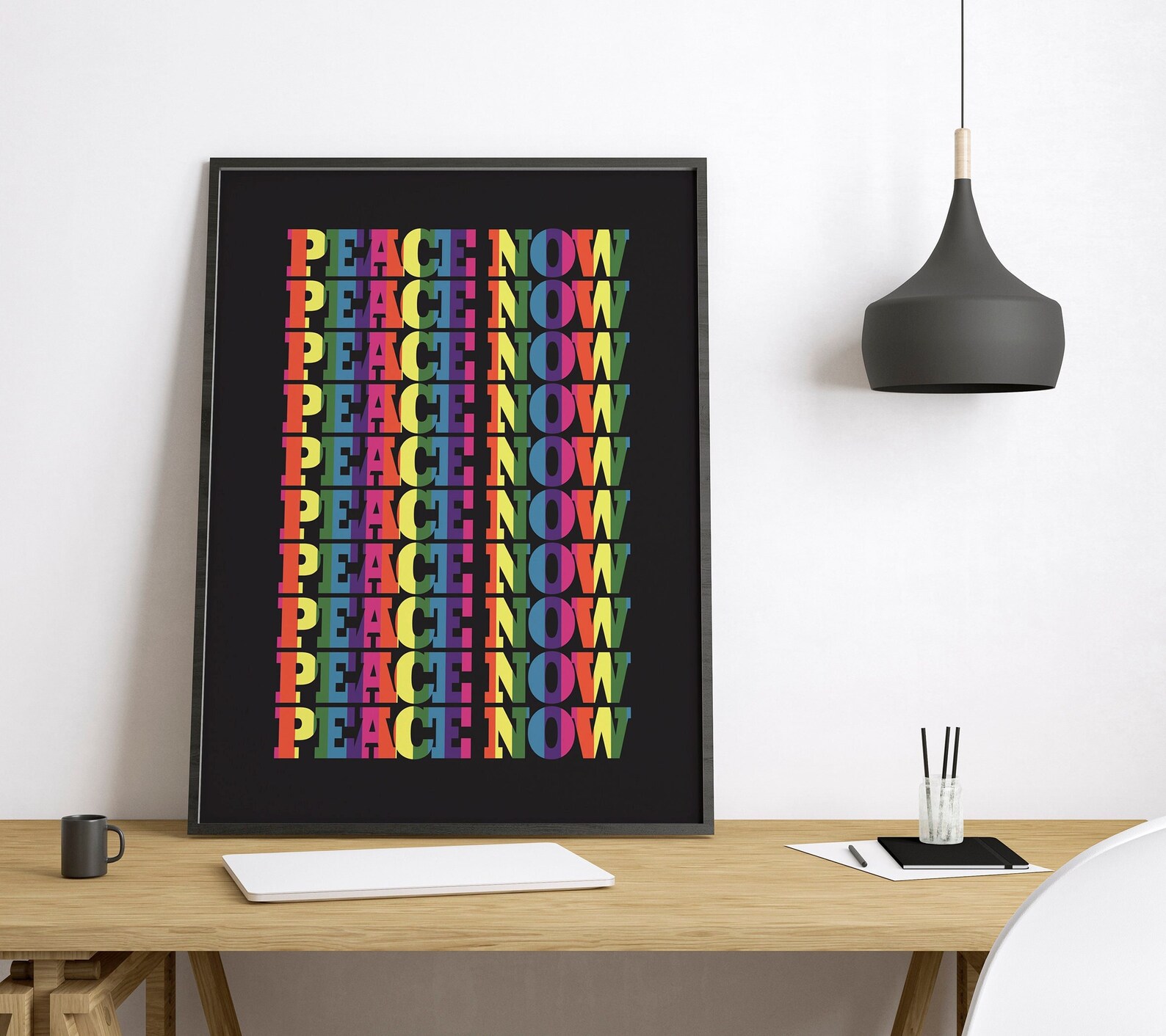 Peace Now Printable Poster Trendy Peace Digital Print Bold Color Trippy ...