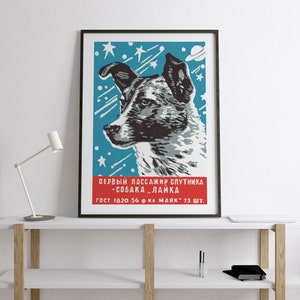 Laika Printable Poster Trendy Digital Print Animal Wall Art Space Lover ...