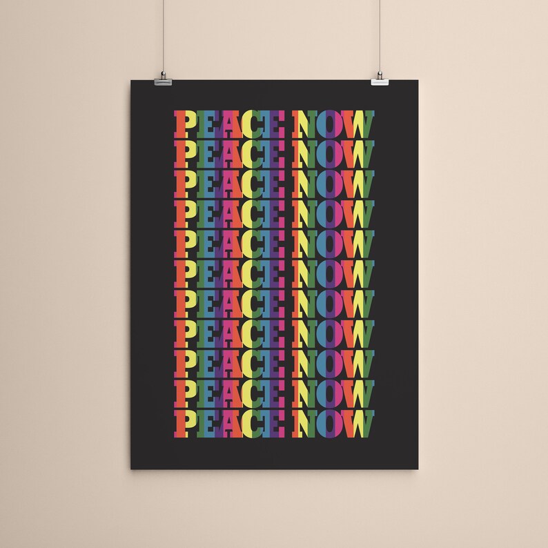Peace Now Printable Poster Trendy Peace Digital Print Bold | Etsy