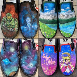 Custom Painted Vans // Completely Customizable Handpainted Shoes / Slip ...