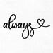 Always SVG Cut File for Cricut and Silhouette With Heart Detail, PNG ...