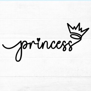 Princess Word SVG With Crown and Heart Cut File for Cricut and ...