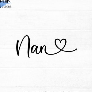 Nan SVG Cut File for Cricut and Silhouette With Heart Detail, PNG, EPS ...