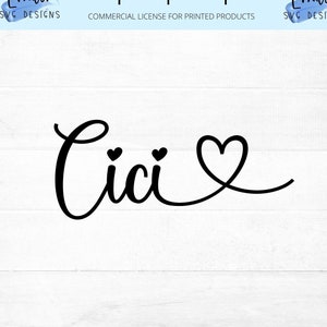 Cici SVG Cut File for Cricut and Silhouette With Heart Detail - Etsy