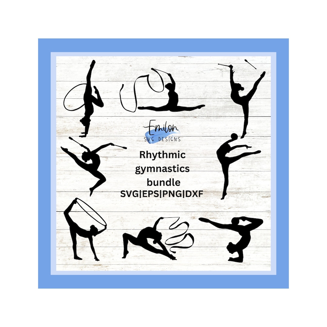 Rhythmic Gymnastics SVG Bundle With Leaps, Balances, Ball, Hoop, Clubs ...