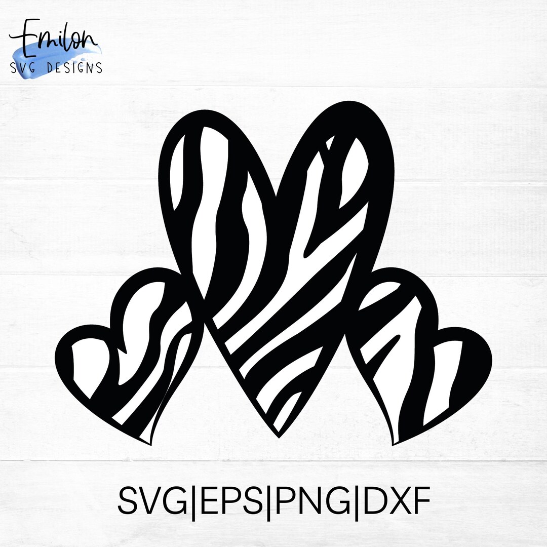 Zebra Print Heart Trio SVG Cut File for Cricut and Silhouette - Animal ...