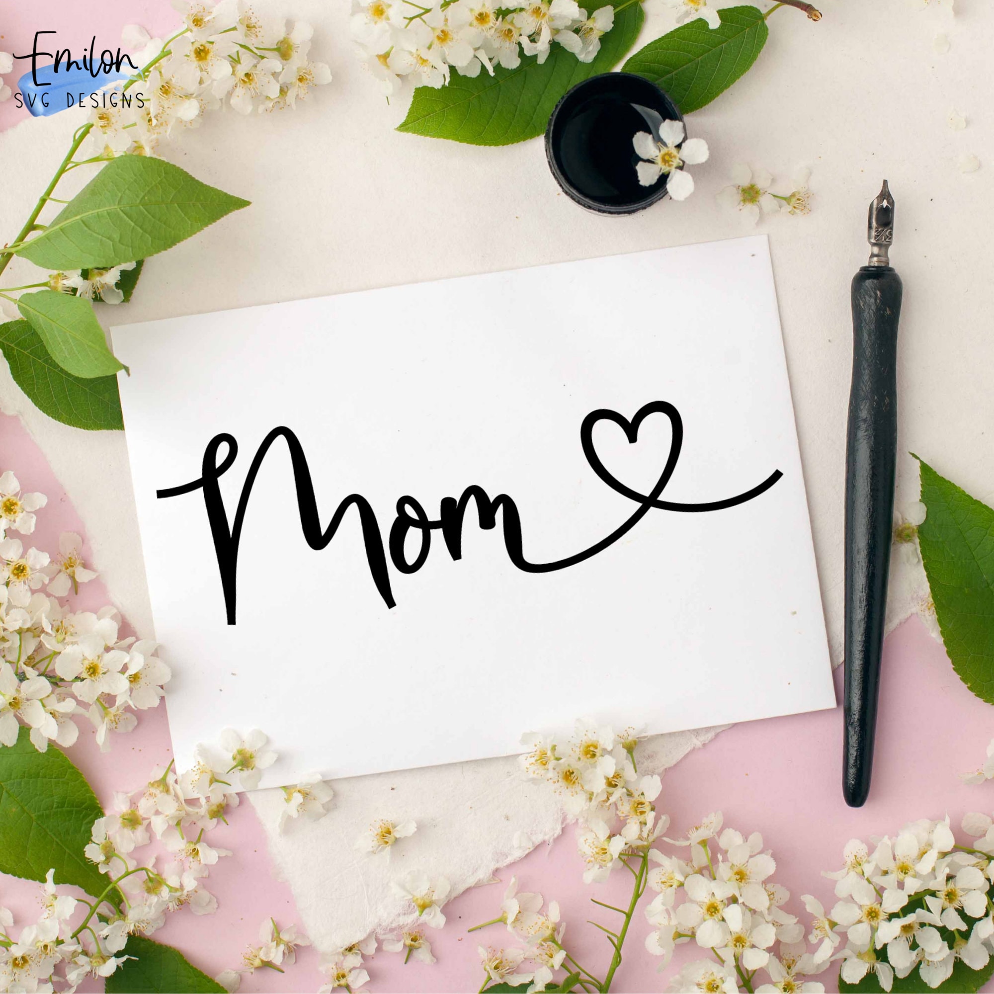 Mom SVG Cut File for Cricut and Silhouette With Heart Detail, PNG, EPS ...