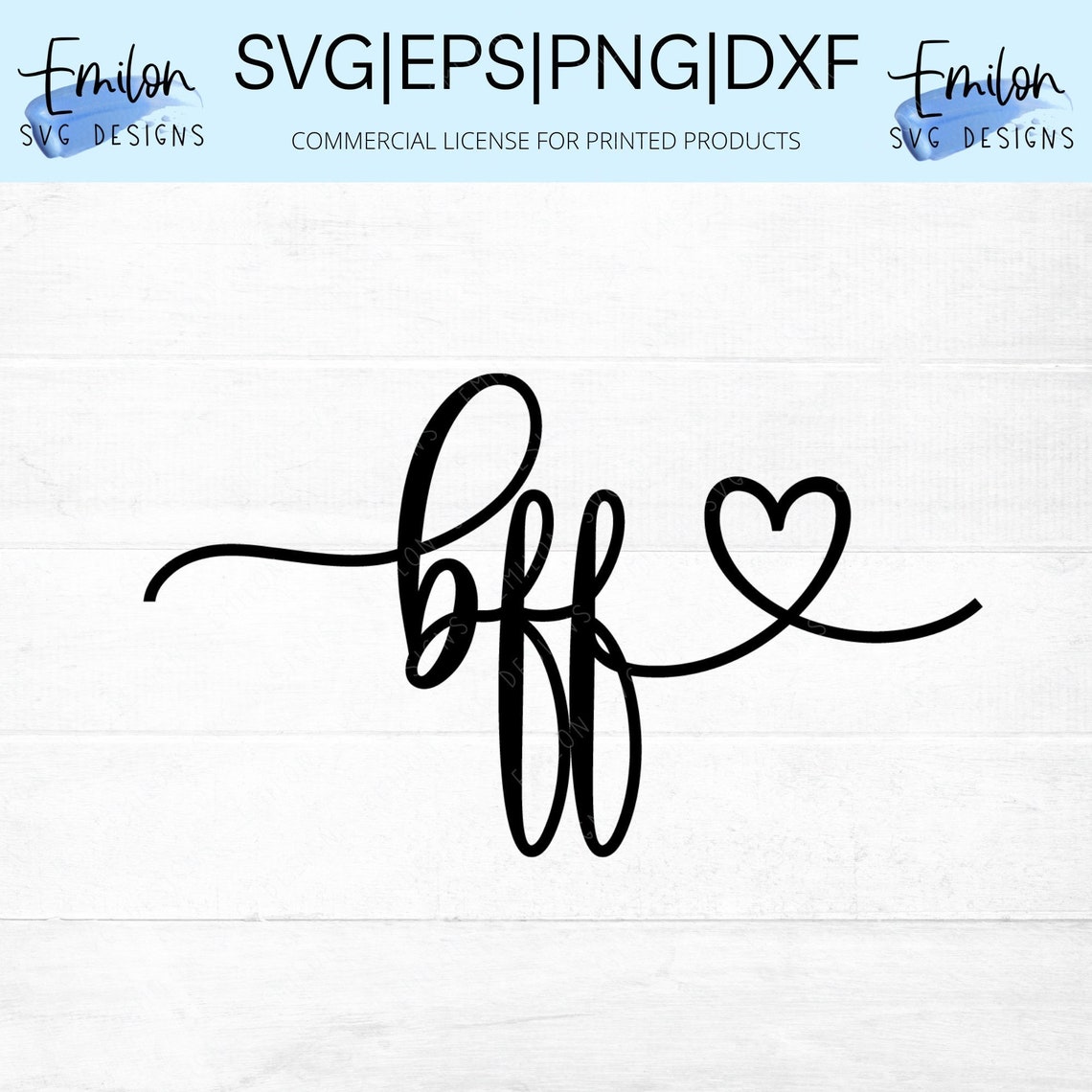 BFF SVG Cut File for Cricut and Silhouette With Heart Detail - Etsy