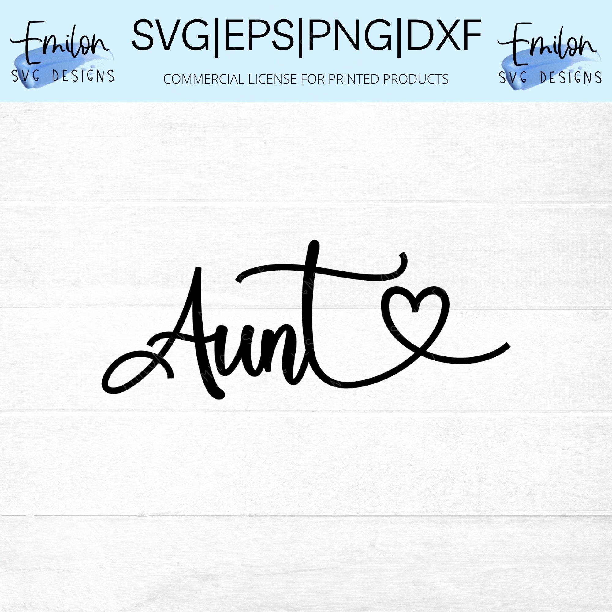 Aunt SVG Cut File for Cricut and Silhouette With Heart Detail - Etsy