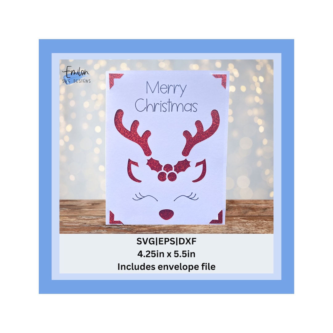 Merry Christmas Reindeer Face Insert Card SVG Cut File for Cricut and ...