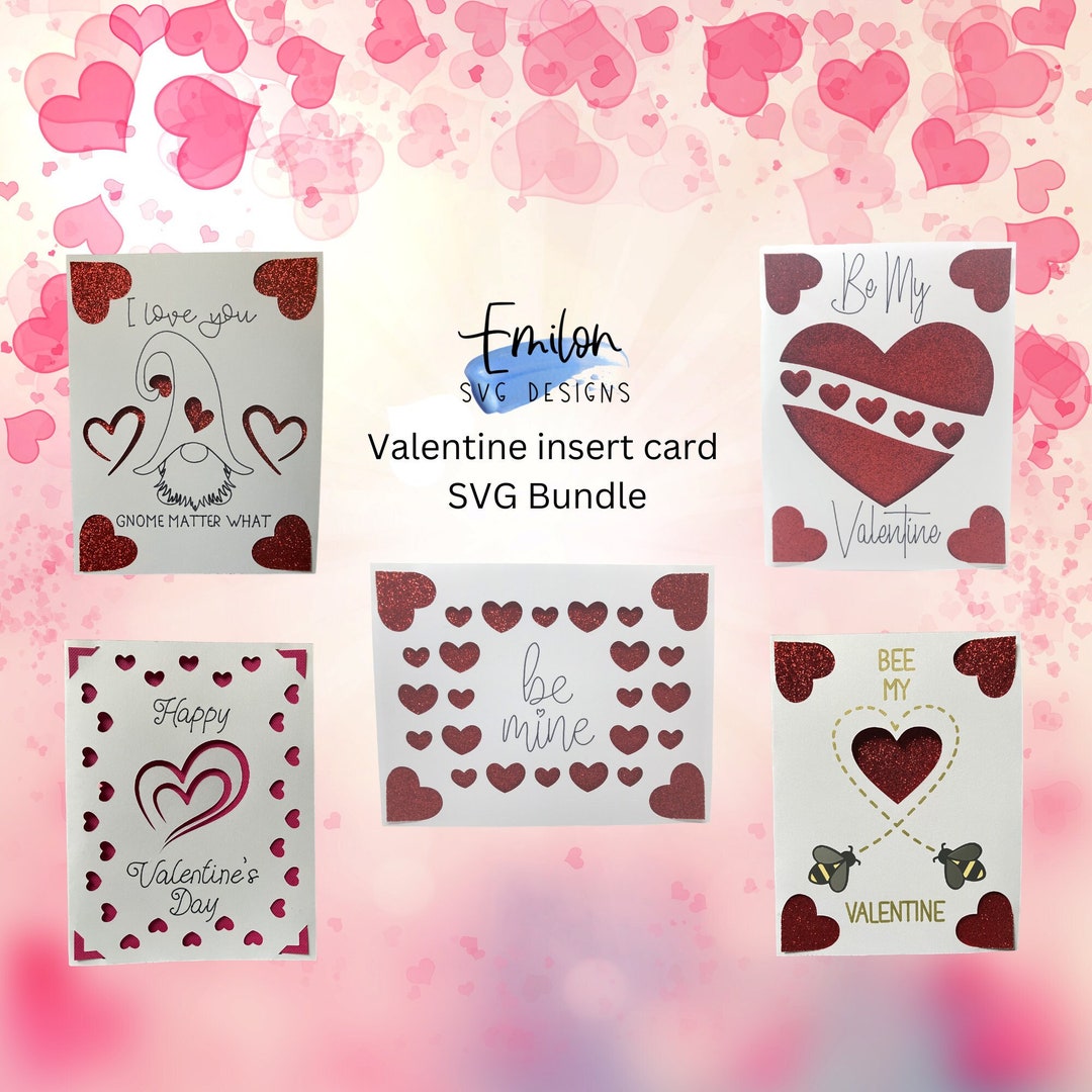 Valentine's Day Insert Card SVG Bundle Cut File Cricut - Etsy