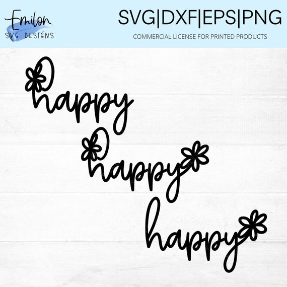 Happy SVG Bundle With Flower Details Cut File for Cricut and - Etsy