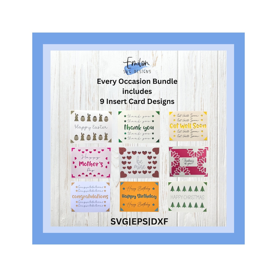 Every Occasion Insert Card SVG Cut File Bundle 9 Designs, Joy ...