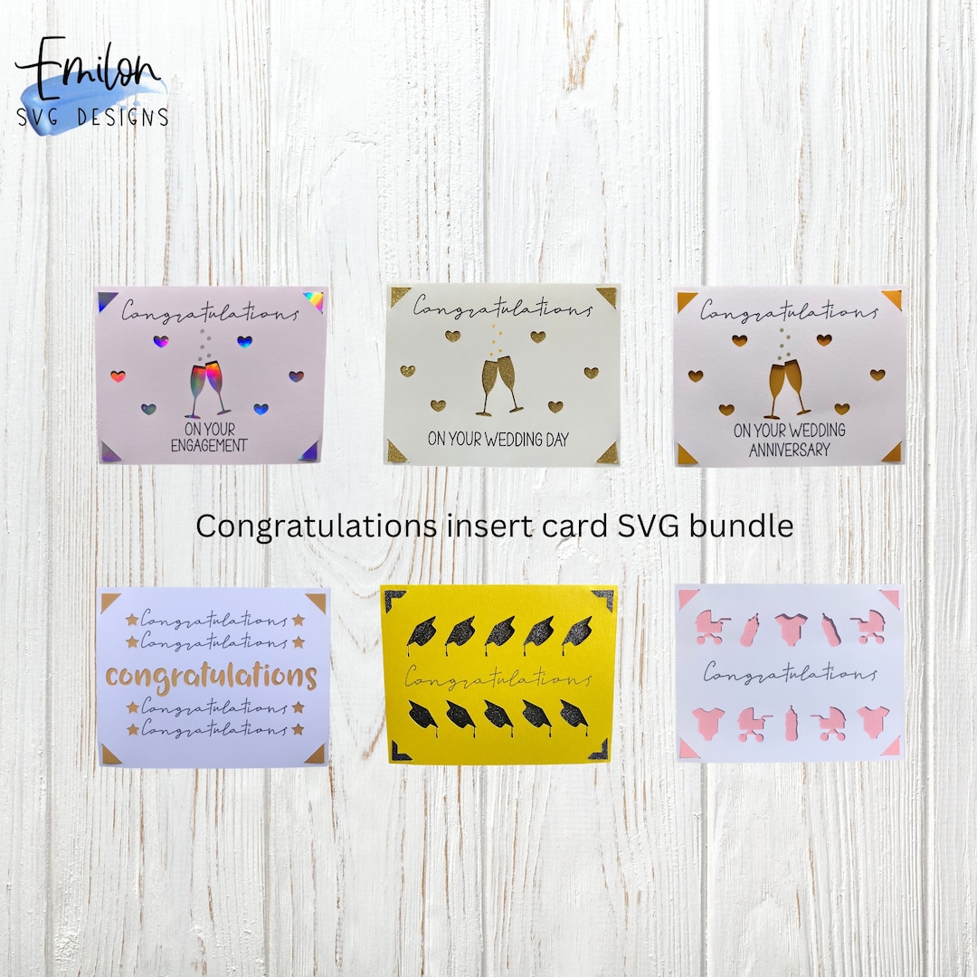 Congratulations Insert Card SVG Bundle Cut File Cricut Joy - Etsy