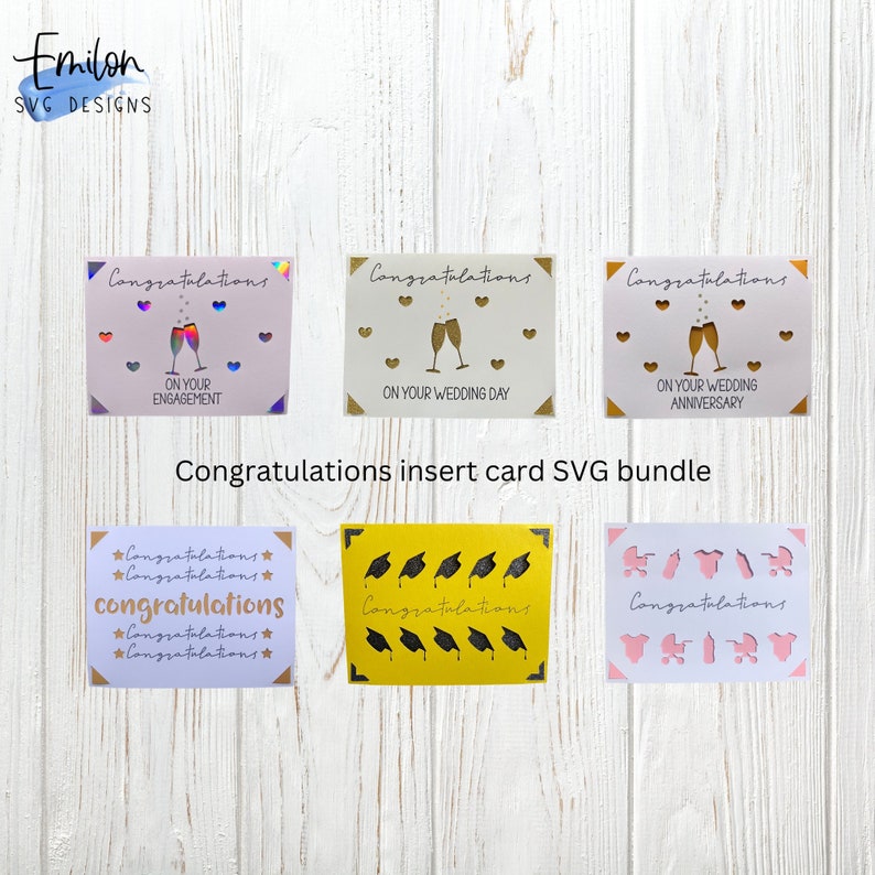 Congratulations Insert Card SVG Bundle Cut File Cricut Joy - Etsy
