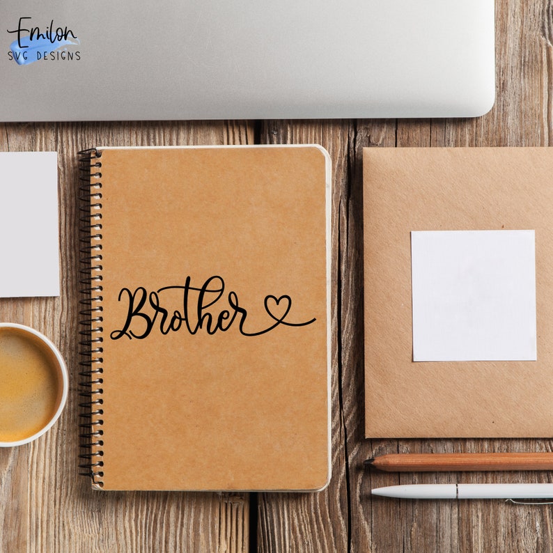 Brother SVG Cut File for Cricut and Silhouette With Heart Detail, PNG ...