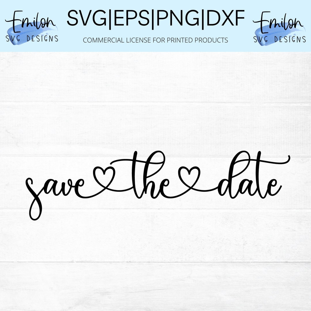 Save the Date SVG Cut File With Heart Detail Wedding SVG, PNG, Eps, Dxf ...