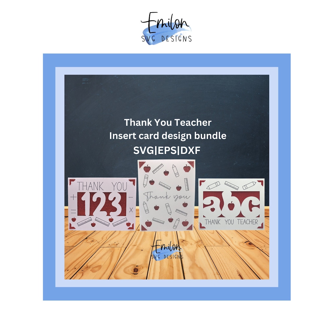 Thank You Teacher Insert Card SVG Cut File Bundle | Cricut Joy ...