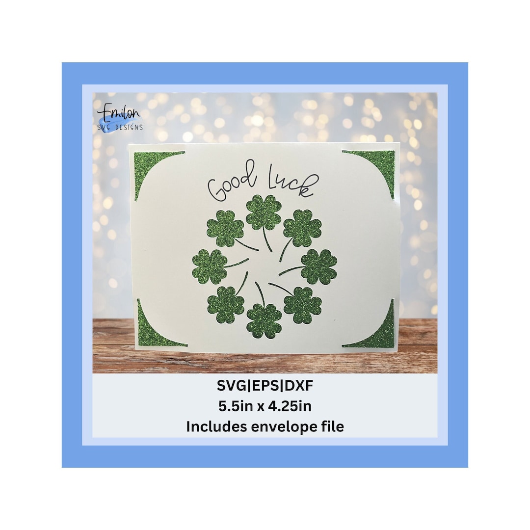 Good Luck Insert Card SVG With Cut Out Four Leaf Clovers | Joy ...
