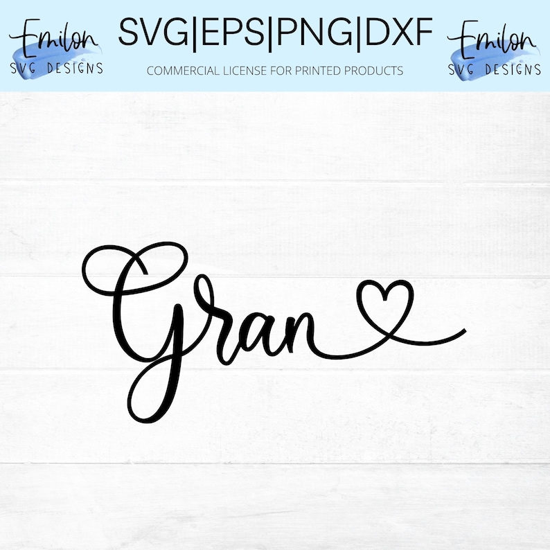 Gran SVG Cut File for Cricut and Silhouette With Heart Detail - Etsy