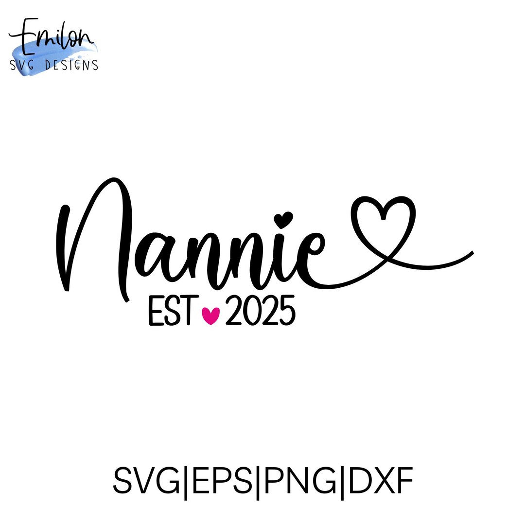 Nannie Est 2025 SVG Cut File for Cricut and Silhouette With Heart ...