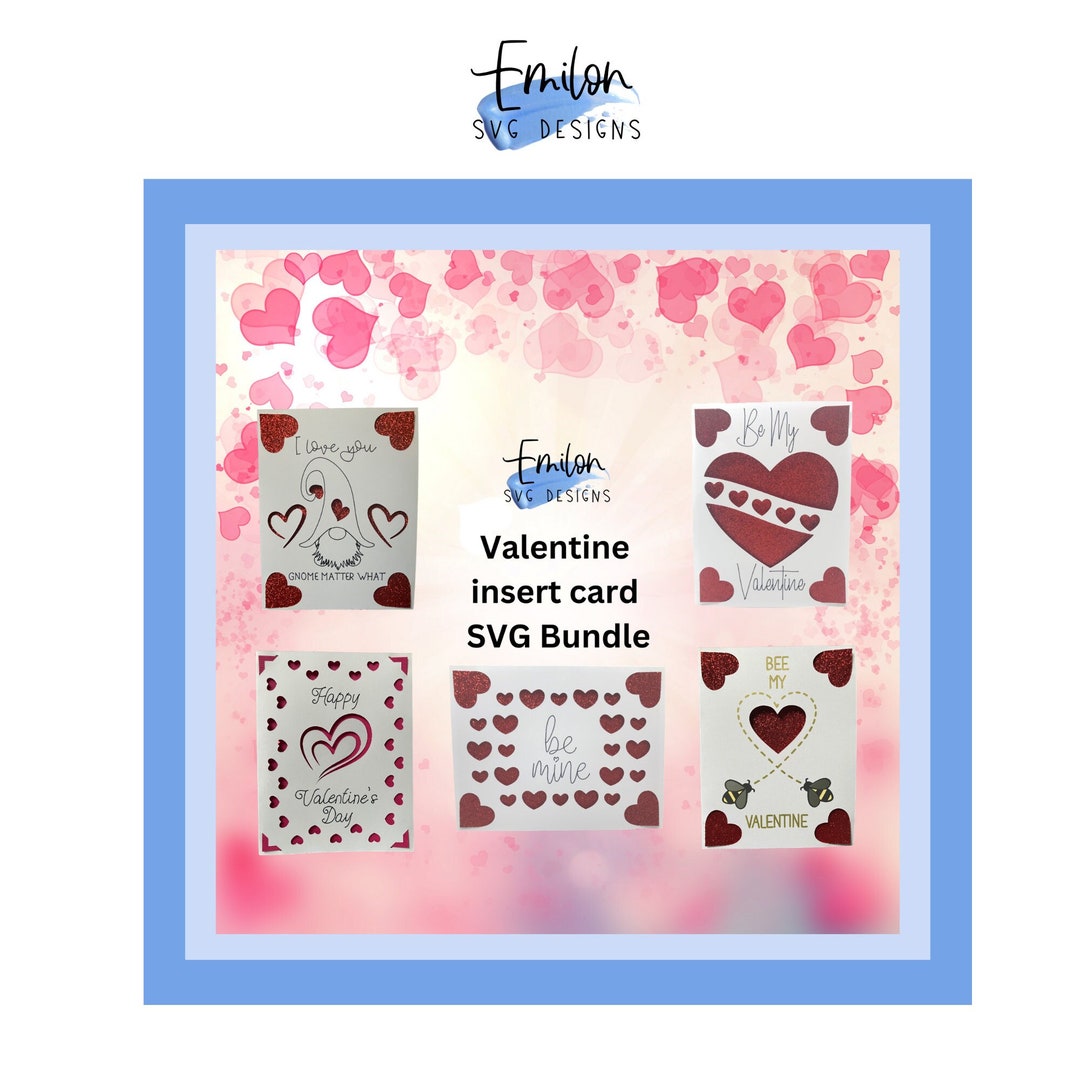 Valentine's Day Insert Card SVG Bundle Cut File | Cricut Joy Compatible ...