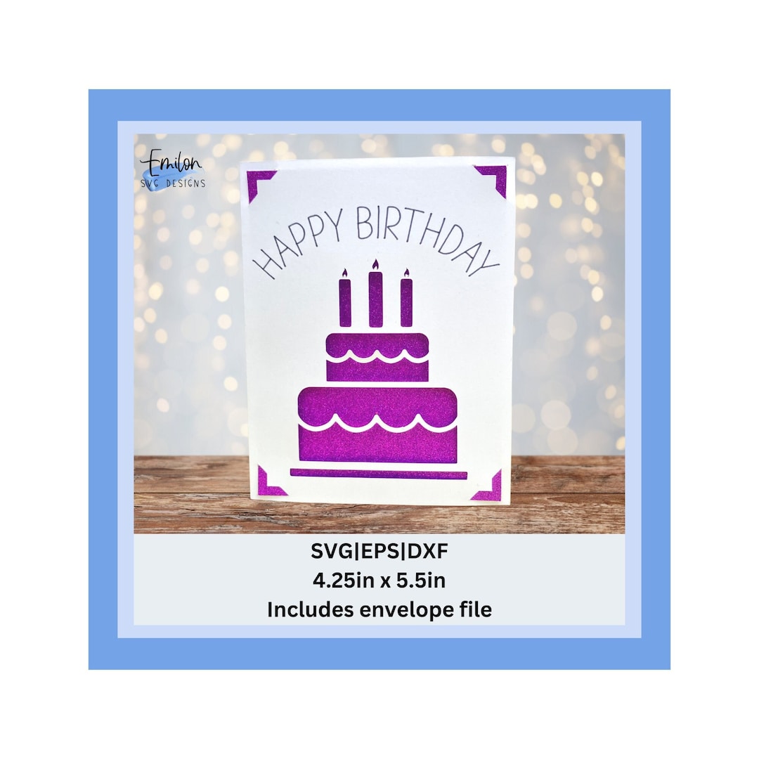Happy Birthday Insert Card SVG With Birthday Cake Cut Out | Joy ...
