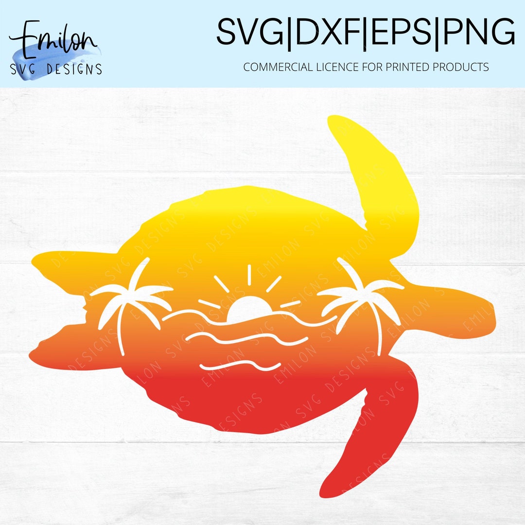 Sunset Turtle SVG Silhouette With Palm Trees Sea Turtle SVG - Etsy