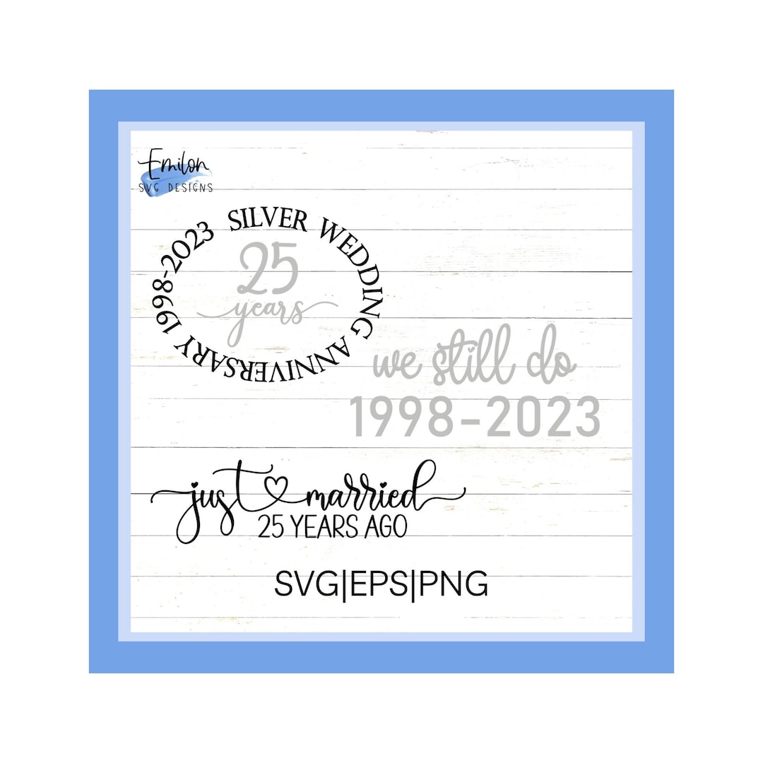 Silver Wedding Anniversary SVG Cut File Bundle for Cricut and - Etsy