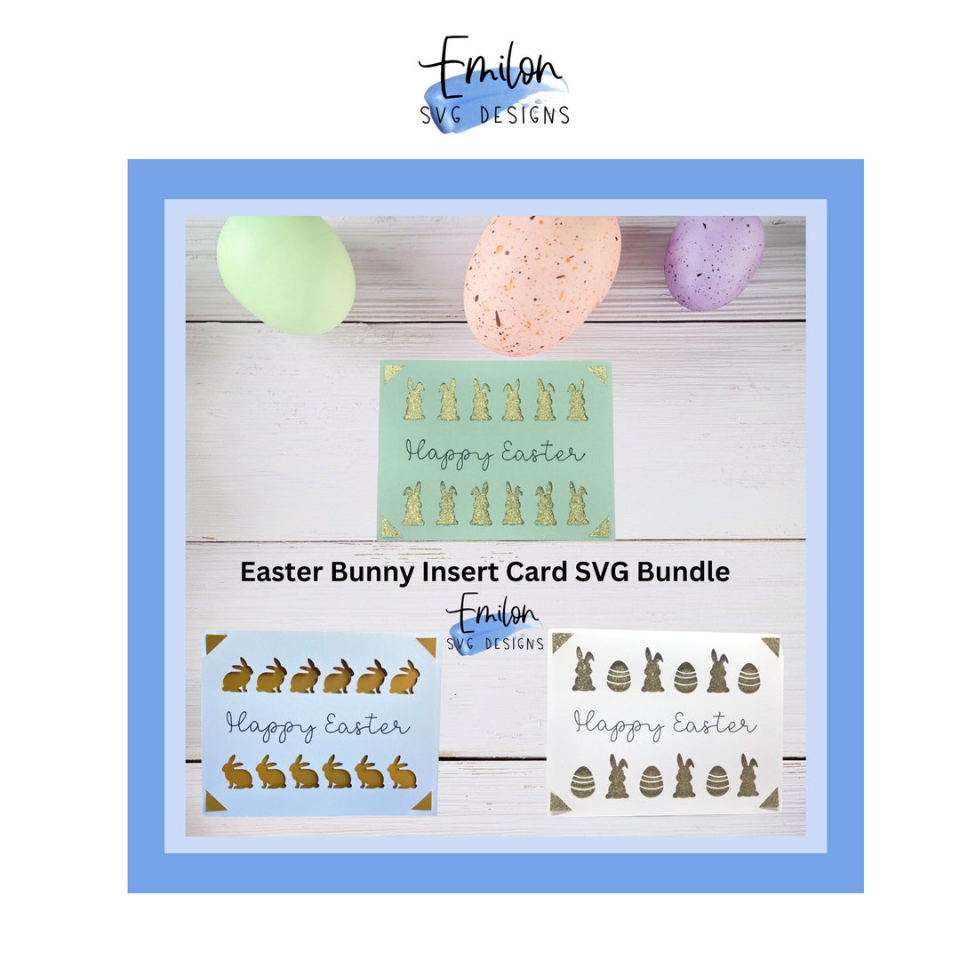 Happy Easter Insert Card SVG Cut File Bundle | Cricut Joy Compatible ...