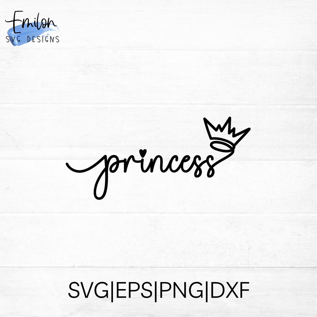 Princess Word SVG With Crown and Heart Cut File for Cricut and ...