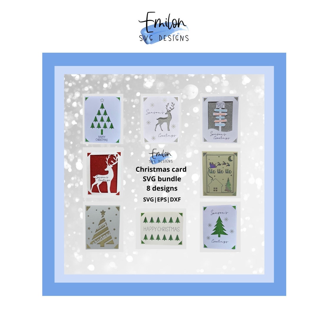 Christmas Insert Card SVG Cut File Bundle - Card Mat Compatible, Happy ...