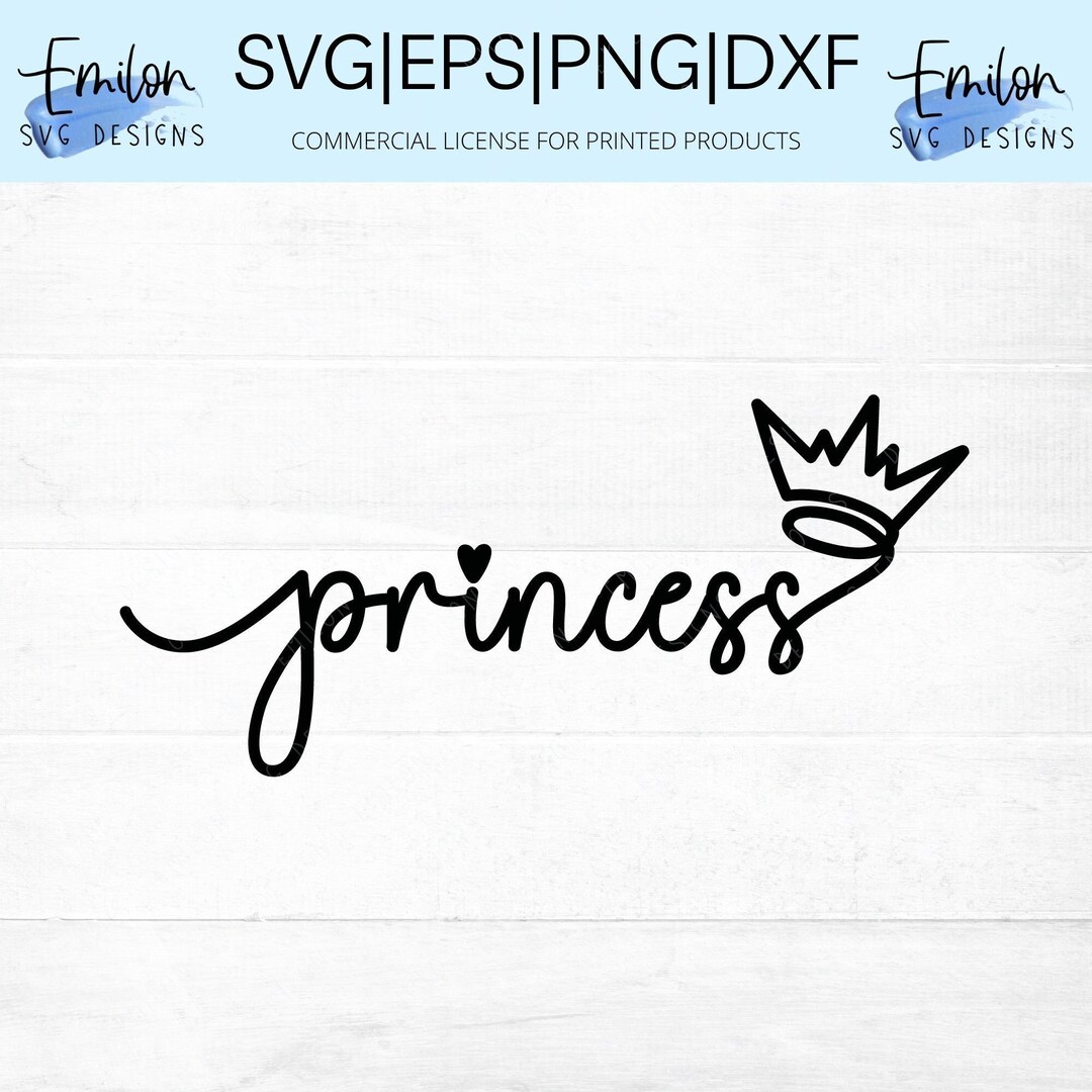 Princess Word SVG With Crown and Heart Cut File for Cricut and ...