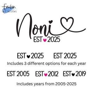 Noni Est 2025 SVG Cut File for Cricut and Silhouette With Heart Detail ...