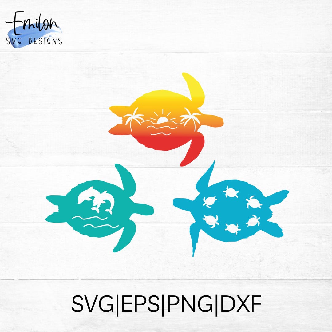 Turtle Svg Bundle With Palm Trees, Dolphins and Turtles Cut Out Within ...