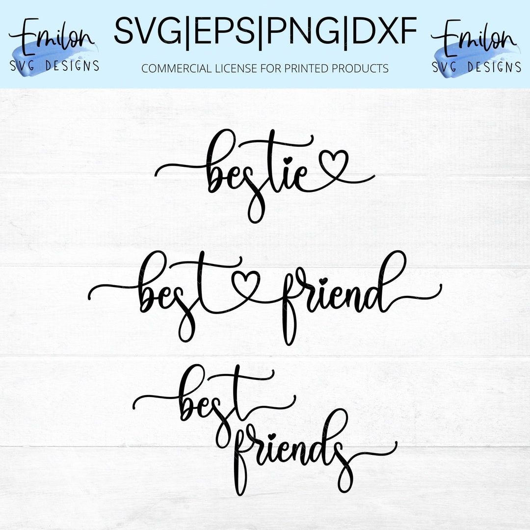 Best Friend SVG Cut File Bundle With Heart Detail for Cricut and ...