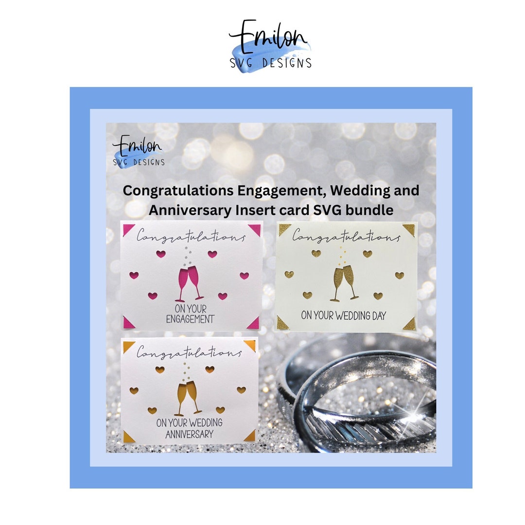 Congratulations Engagement, Wedding and Wedding Anniversary Insert Card ...