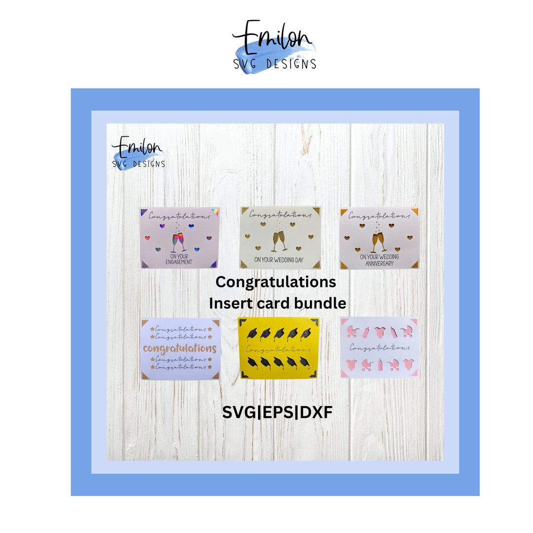 Congratulations Insert Card SVG Bundle Cut File | Cricut Joy Compatible ...