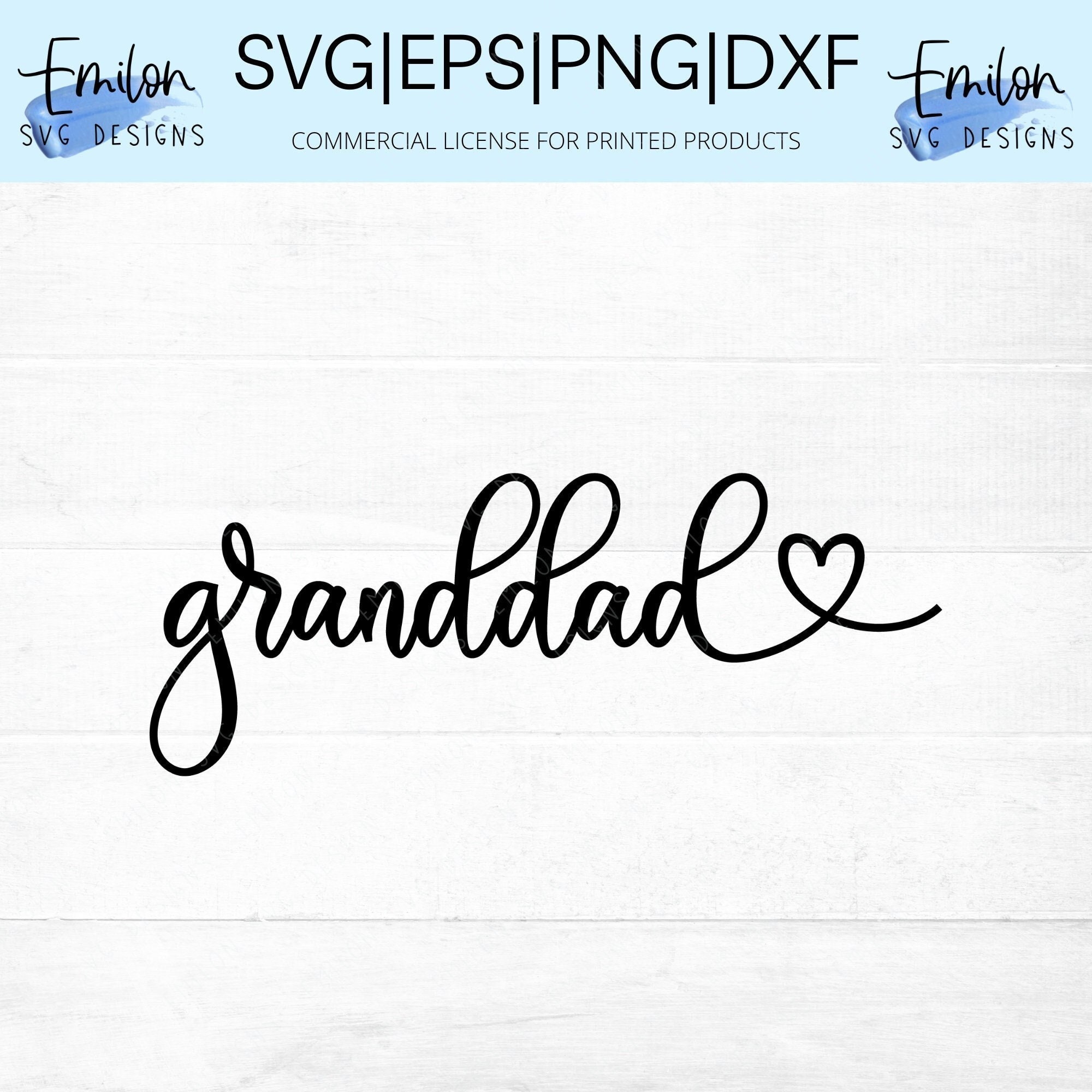 Granddad SVG Cut File for Cricut and Silhouette With Heart - Etsy