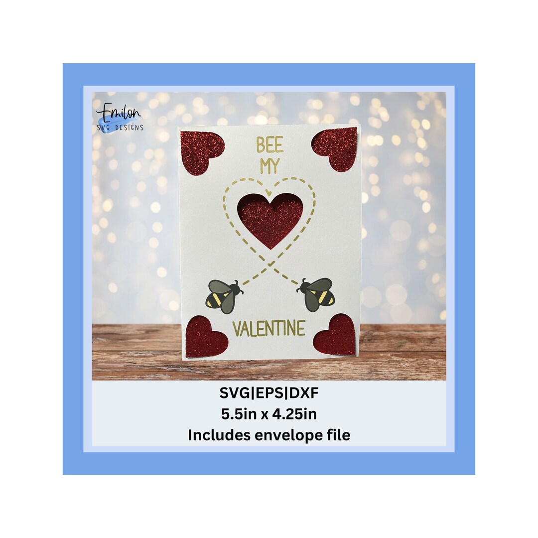 Bee My Valentine Insert Card SVG Cut File | Cricut Joy Compatible ...