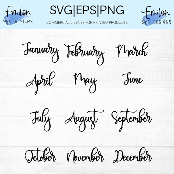 Months of the Year SVG Cut File for Cricut and Silhouette - Etsy