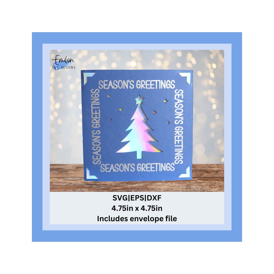 Season's Greetings Christmas Tree Insert Card SVG Cut File | Compatible ...