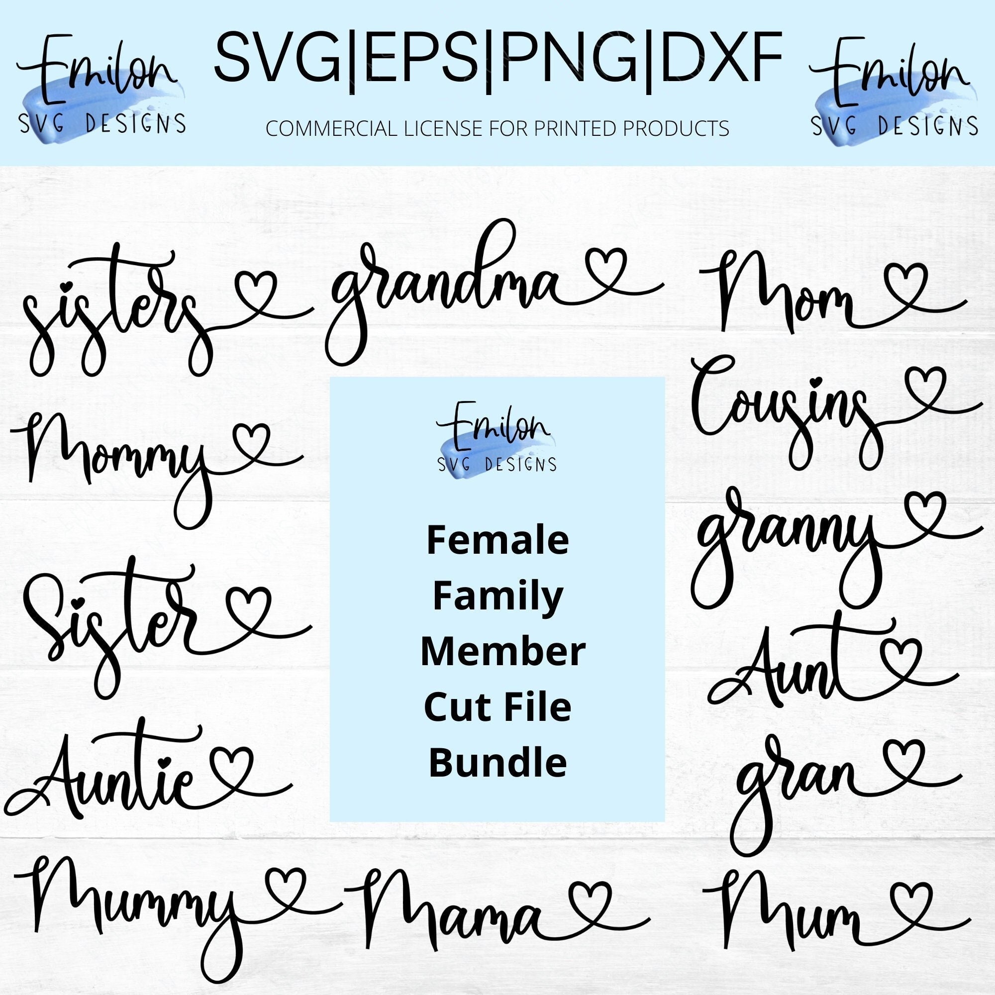 Female Family Member SVG Cut File Bundle for Cricut and - Etsy