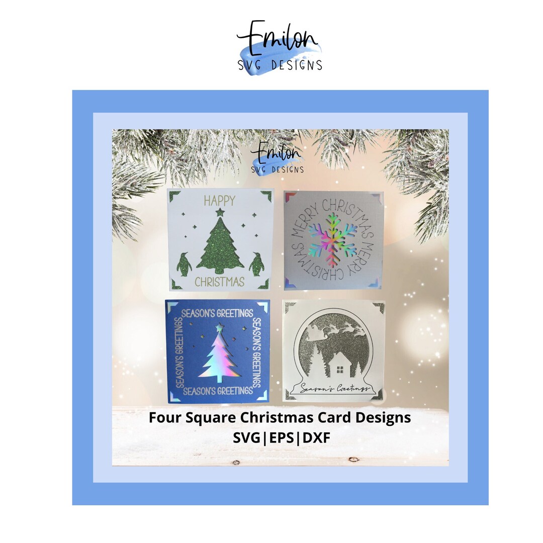 Square Christmas Insert Card SVG Cut File Bundle | Compatible With 2x2 ...