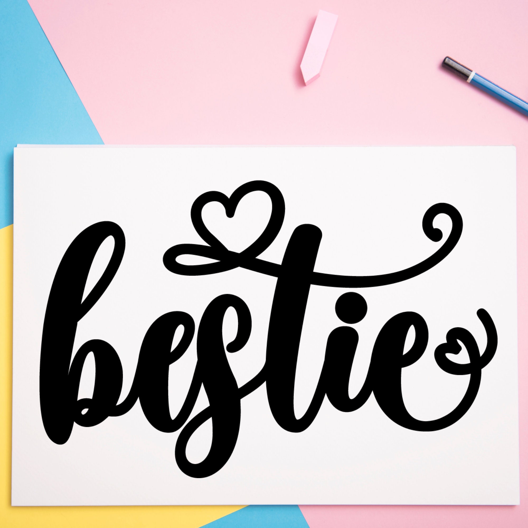Bestie SVG Cut File for Cricut and Silhouette With Hearts, PNG, EPS ...