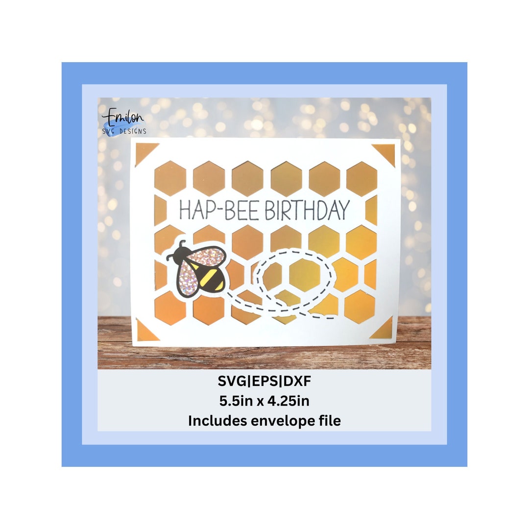 Hap-bee Birthday Insert Card SVG Cut File | Joy Compatible Insert Card ...